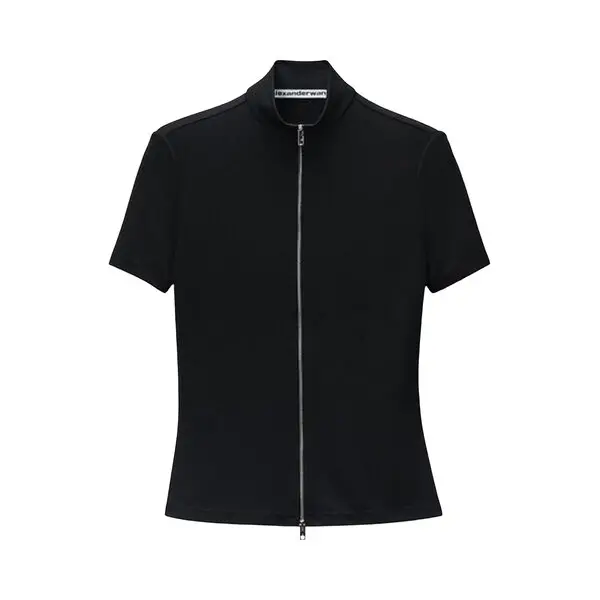 Alexander Wang Mock Neck Short-sleeve Top - Black