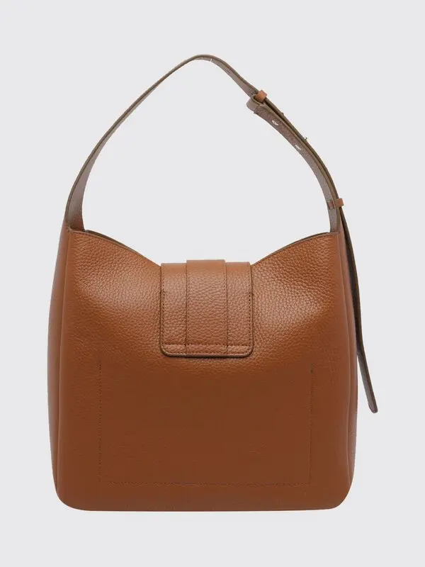 Hogan Grained Leather Hobo Shoulder Bag - Brown