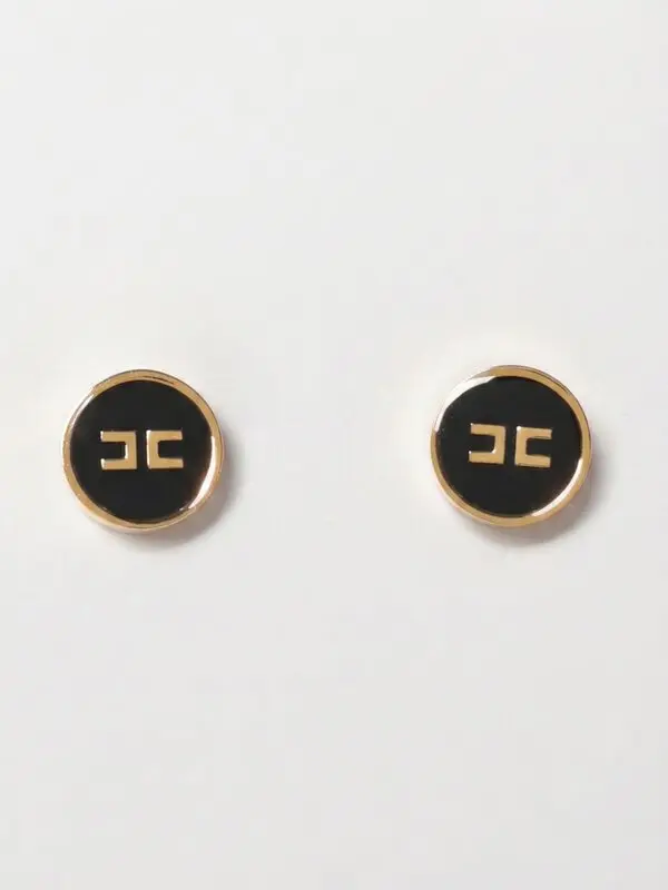 Elisabetta Franchi Stud Earrings With Monogram Logo - Gold
