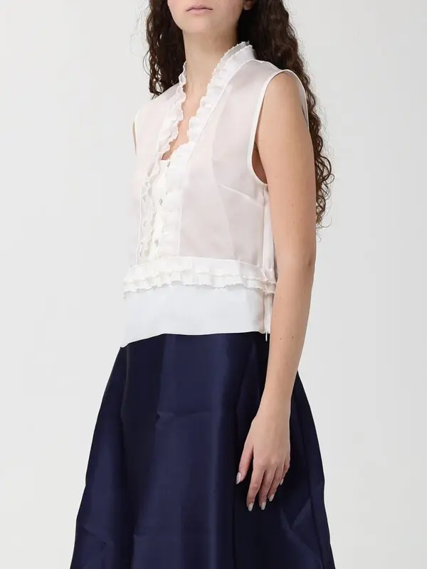 Alberta Ferretti Silk Organza Shirt - Ivory