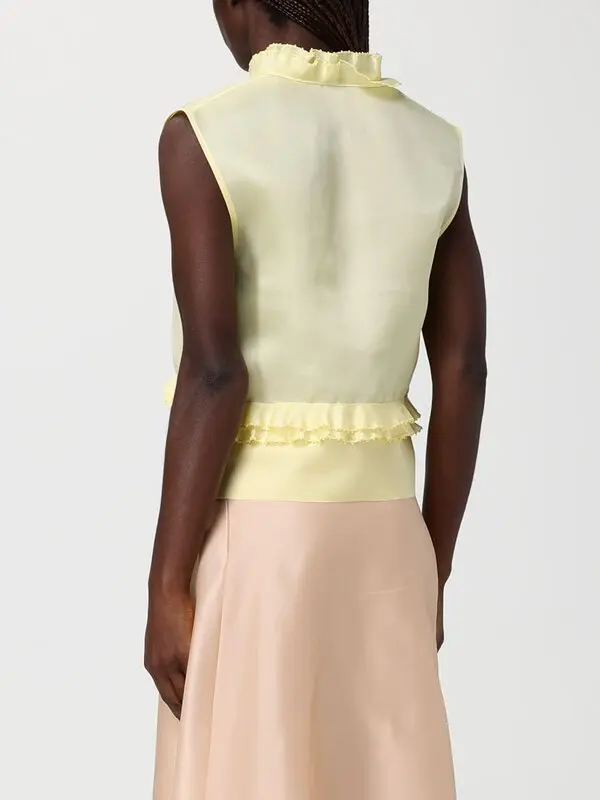Alberta Ferretti Sleeveless Silk Organza Shirt - Yellow