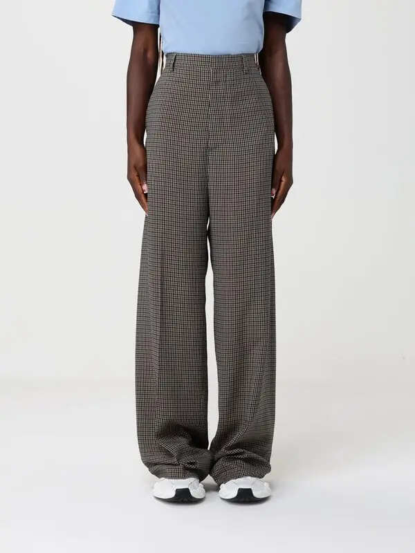 Balenciaga Checked Wide-leg Trousers - Brown