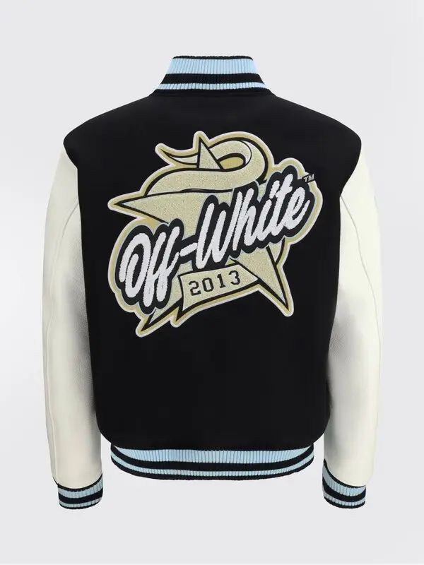 Off-White Wool Blend Varsity Jacket - Black