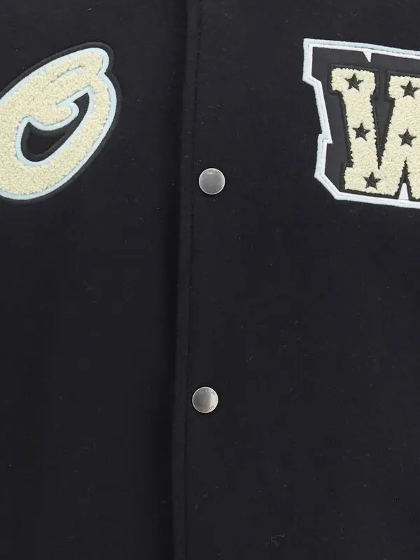 Off-White Wool Blend Varsity Jacket - Black