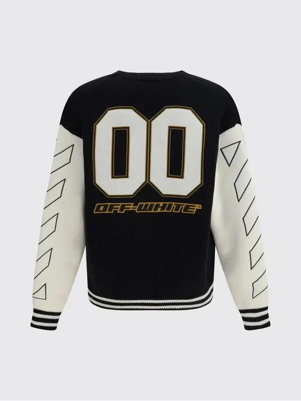 Off-White Cotton Cardigan With Graphic Motifs
