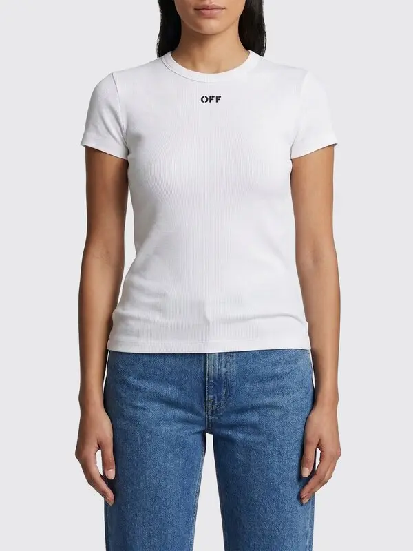 Off-White Ribbed T-shirt - White 1