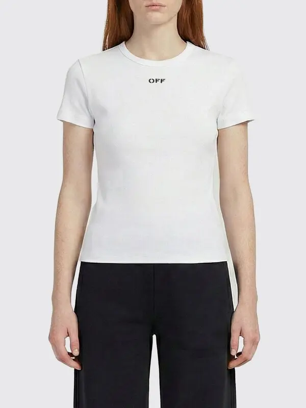 Off-White Cotton T-shirt With Logo Detail - White
