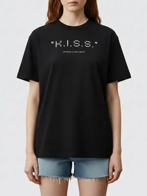 Off-White Kiss" Graphic T-shirt - Black