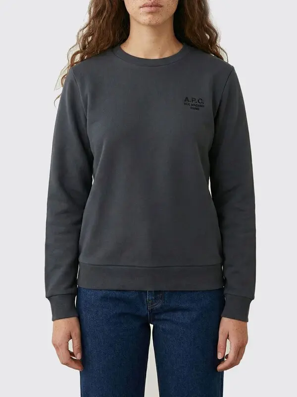 A.p.c. Cotton Crewneck Sweatshirt With Logo - Black