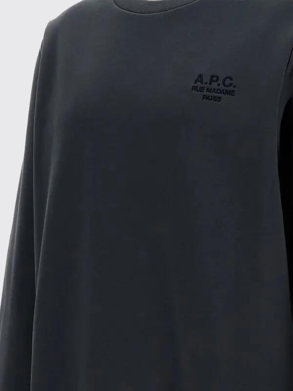 A.p.c. Cotton Crewneck Sweatshirt With Logo - Black