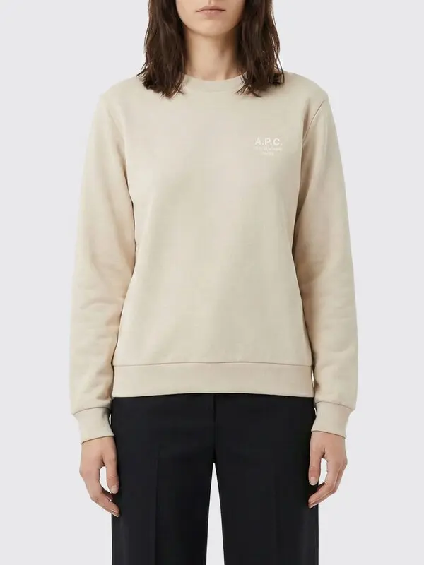 A.p.c. Cotton Crewneck Sweatshirt With Logo - Blush Pink