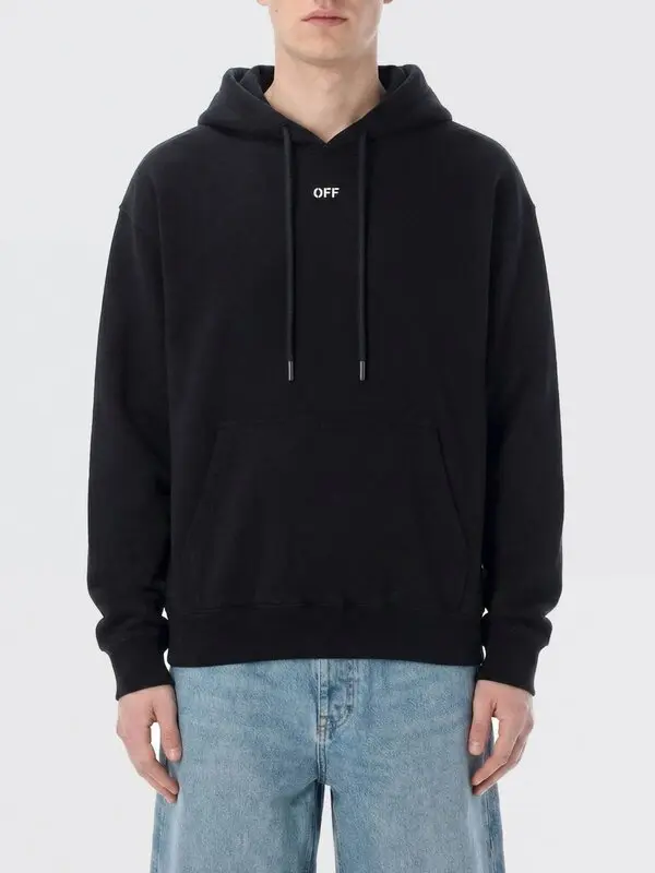 Off-White Cotton Hoodie - Black
