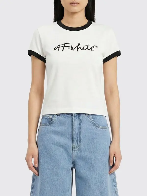Off-White Cotton T-shirt With Logo - White 1