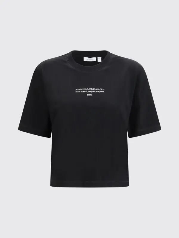Off-White Cotton T-shirt With Logo - Black