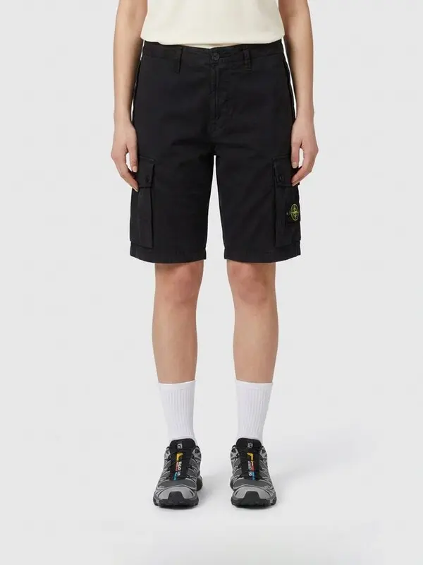 Stone Island Stretch Cotton Cargo Shorts - Black
