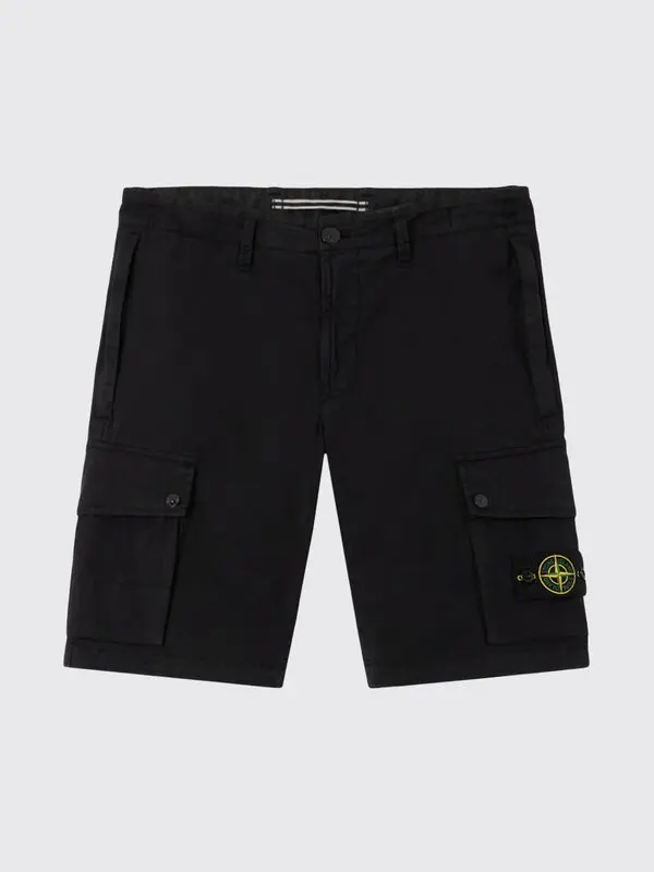 Stone Island Stretch Cotton Cargo Shorts - Black