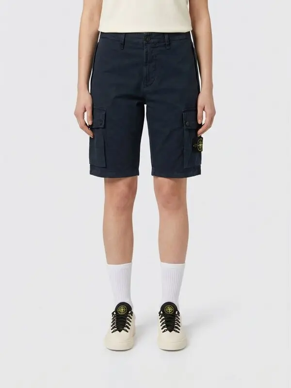 Stone Island Stretch Cotton Cargo Shorts - Blue