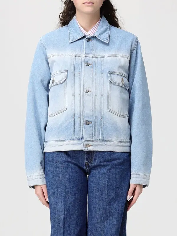 Victoria Beckham Bleached Denim Jacket - Blue