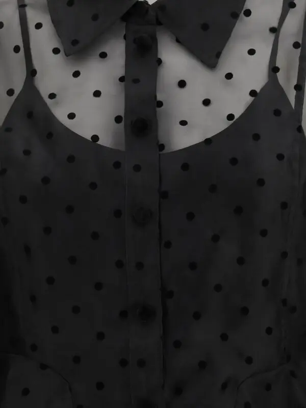 GANNI Polka Dot Tulle Shirt - Black