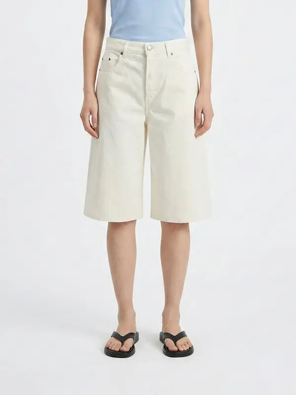 HAIKURE Cotton And Linen Blend Denim Shorts - White