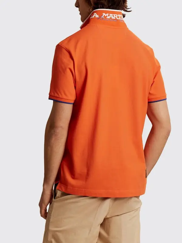 LA MARTINA Cotton Polo Shirt With Logo - Coral