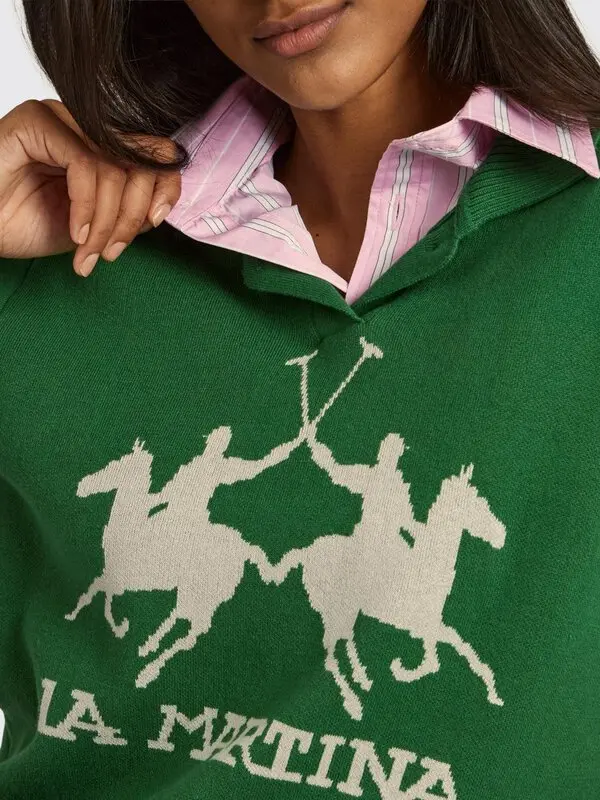 LA MARTINA Cotton Knit Polo With Jacquard Logo