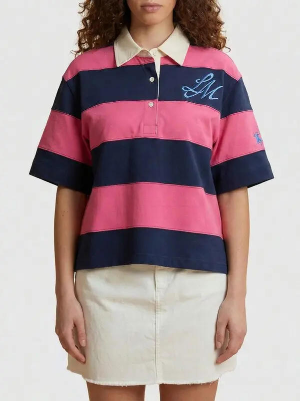 LA MARTINA Striped Cotton Polo Shirt With Logo - Navy