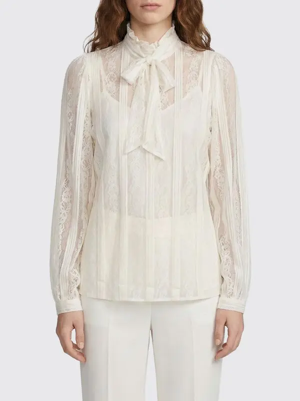 TWINSET Lace Top With Tie Neck