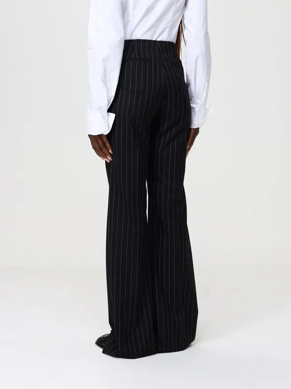Sportmax Striped Virgin Wool Blend Flared Trousers - Black