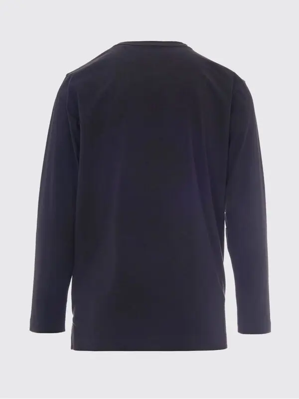Y3 Crewneck Long-sleeved Cotton T-shirt With Tone-on-tone Logo - Black