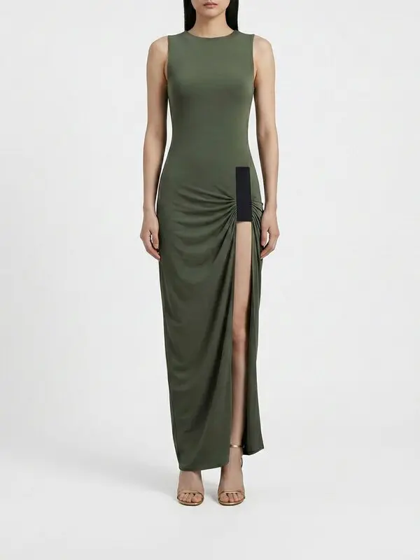 Coperni Asymmetrical Stretch Jersey Maxi Dress - Green