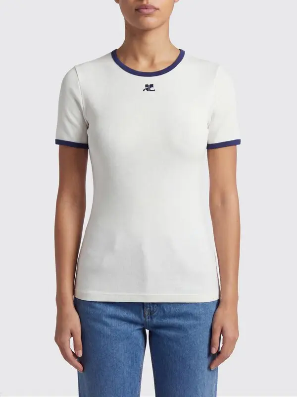 COURREGES Cotton T-shirt With Mini Logo - White 1