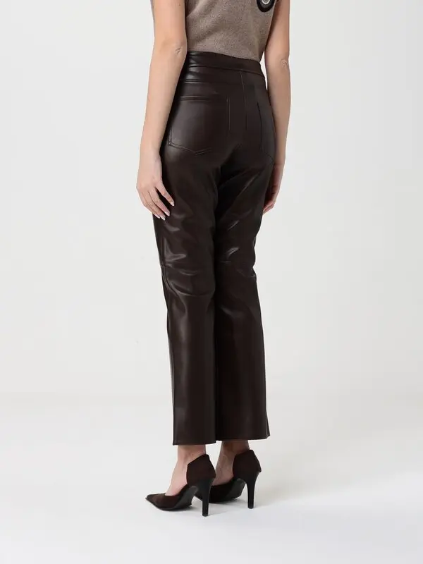Max Mara Flared Synthetic Leather Trousers - Burnt