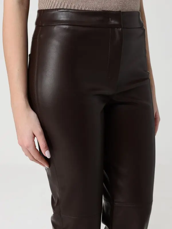 Max Mara Flared Synthetic Leather Trousers - Burnt