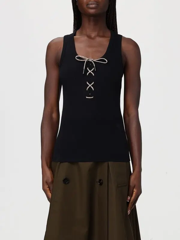Burberry Stretch Cotton Lace-up Tank Top - Black
