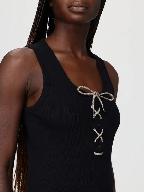 Burberry Stretch Cotton Lace-up Tank Top - Black