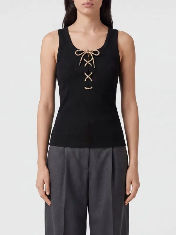 Burberry Stretch Cotton Lace-up Tank Top - Black