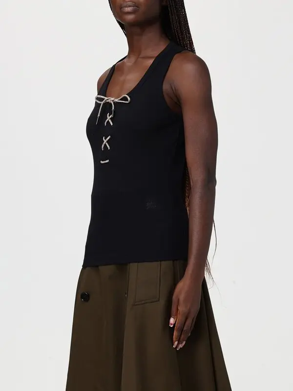 Burberry Square Neck Sleeveless Cotton Top - Black