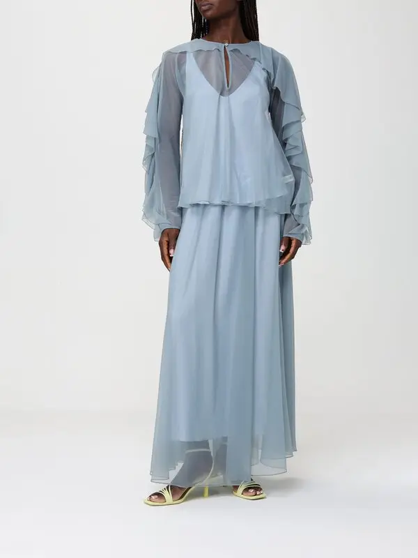 FORTE_FORTE Pleated Maxi Skirt - Grey