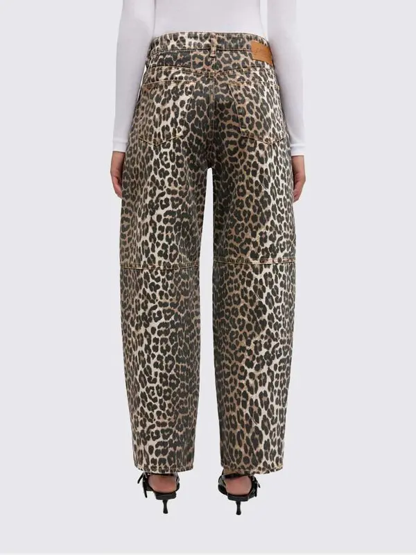 GANNI Animal Print Baggy Denim Jeans