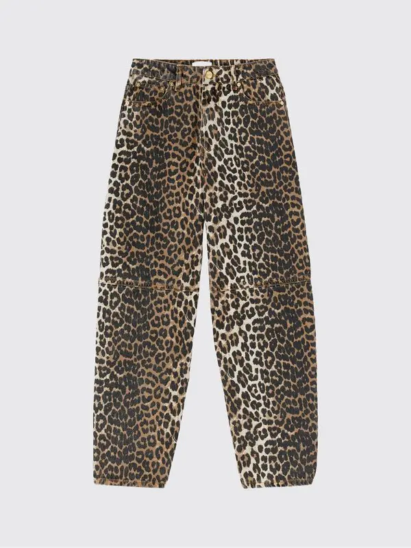 GANNI Animal Print Baggy Denim Jeans