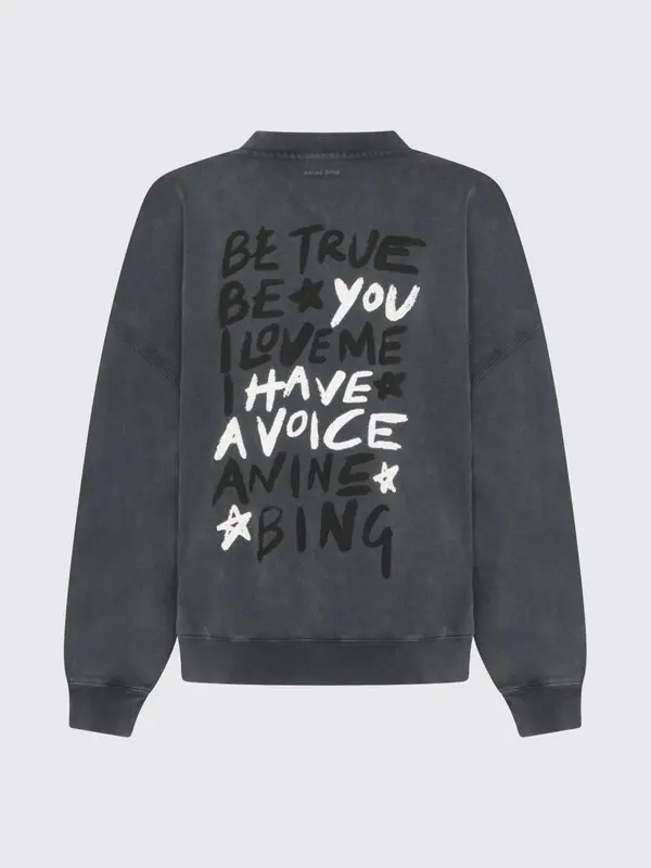 ANINE BING Cotton Crewneck Sweatshirt With Logo