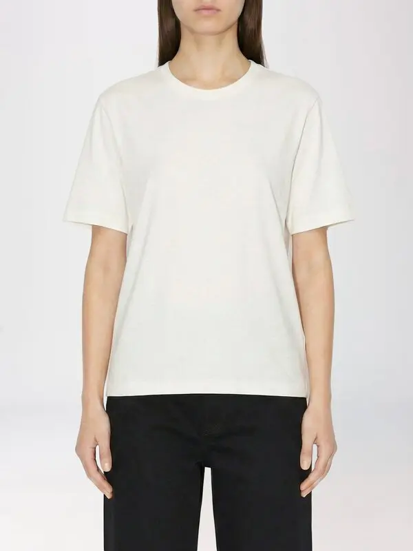 LEMAIRE Black Cotton T-shirt - Cream