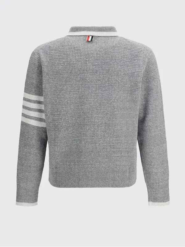 Thom Browne Waffle Knit Polo Shirt With Contrast Trim