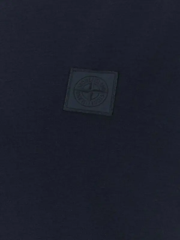 Stone Island Crewneck Cotton T-shirt With Compass Logo Patch On The Chest - Navy