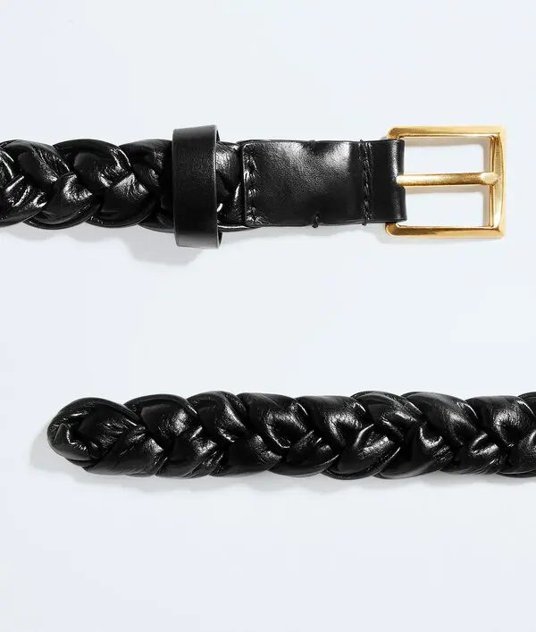 Bottega Veneta Intreccio Leather Belt - Black