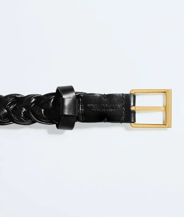 Bottega Veneta Intreccio Leather Belt - Black