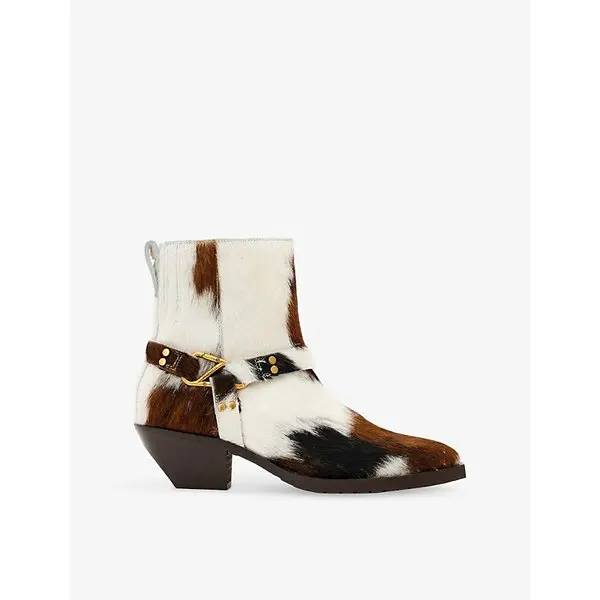 ALLSAINTS Fox Carabiner Pony-hair Ankle Boots - Cow Print