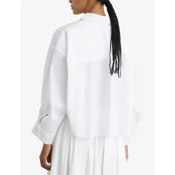 REISS Solenge Long-sleeve Cropped Shirt - White