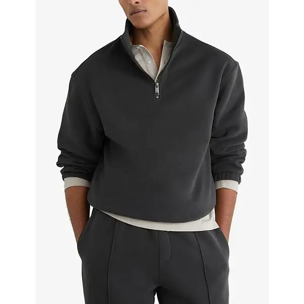 REISS Cotton-blend Half-zip Sweatshirt